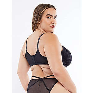 Savage X Fenty, Women's, Gathered Mesh Balconette Bra, Caviar, 38DD