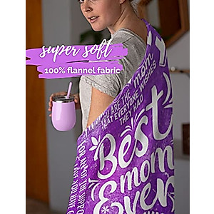 Mom Gifts, Mom Throw Blanket, Best Mom Ever, Birthday Gifts for Mom, Throw Blanket for Mother from Daughter or Son 65 x 50 Inches, Purple