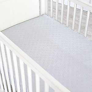 Just Born Boys and Girls Newborn Infant Baby Toddler Nursery 2 Fitted Crib Sheets and Bedding Skirt 3-Piece Set, Navy/Grey, One Size