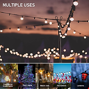 FLY HAWK Outdoor String Lights, String Light Terrace Garden Terrace Residential Cafe Wedding Decoration with Rust Bracket LED or Suspended Light Solar Bulb Upgrade