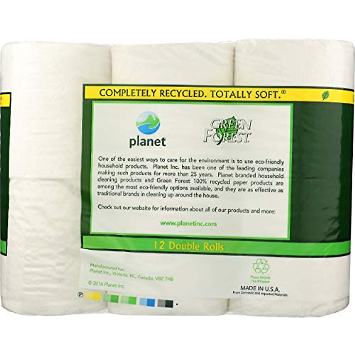 Green Forest Premium 100% Recycled Bathroom Tissue, 352 Sheets, 12 Rolls (Pack of 1)