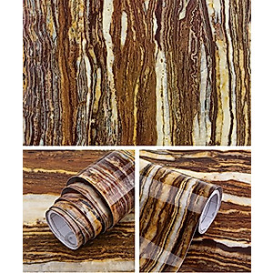 GLOW4U Self Adhesive Gloss Marble Granite Look Contact Paper Film Vinyl Peel-Stik Counter Top Kitchen DIY Bathroom Wallpaper (24 by 117 Inches)