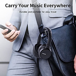 Tecno Bluetooth Headphones with Microphone, Wireless Over Ear Bluetooth Headphones, Deep Bass Memory Foam Ear Cups Headphones Wireless Bluetooth with Portable Case for Travel Home Office, N1