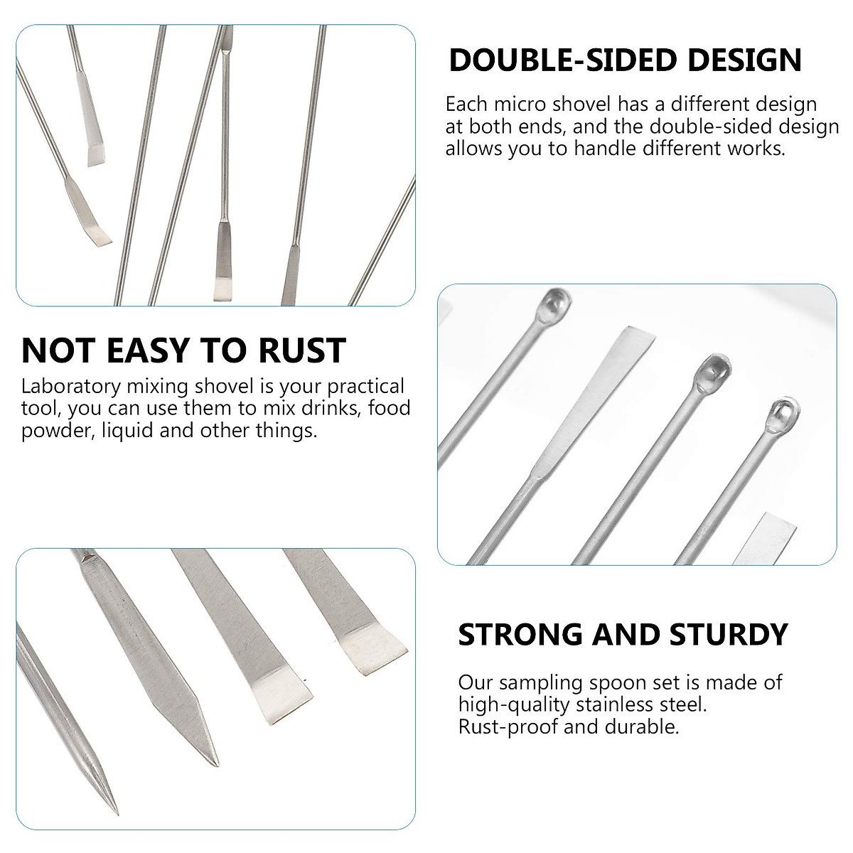 Hemobllo Stainless Steel Lab Spatula Micro Sampling Scoop Double Ended Mixing Spoon Laboratory Measuring Spoon for Powders Gel Cap Filler Micro Lab Spoon Laboratory Mixing Spatula Set (8 Pcs)