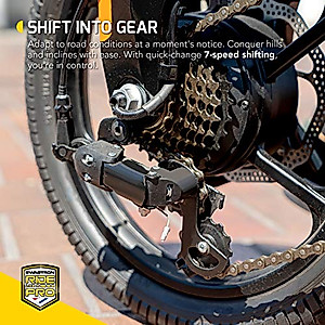 Swagtron Swagcycle EB-7 Elite Plus Folding Electric Bike with Removable Battery, Orange/Black, 16" Wheels, 7-Speed