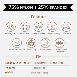 Aoxjox High Waisted Workout Leggings for Women Scrunch Tummy Control Luna Buttery Soft Yoga Pants 26" (Black, Medium)