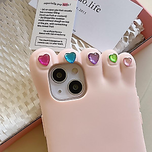 QoKcoahn Case for iPhone 13 Pro Max,3D Kawaii Phone Cases Funny Cute Cartoon Foot Nail EnhancementCover Soft Silicone Gel Drop Protection Case Women Girls for iPhone 13 Pro Max