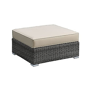 simple relax Tessio Outdoor Modular Patio Resin Wicker Ottoman in Beige
