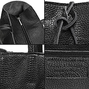 TAKEASY Women's Genuine Leather Italian Tote Bag with Zipper - Large Handbag for Shopping, Work and Travel (Black)