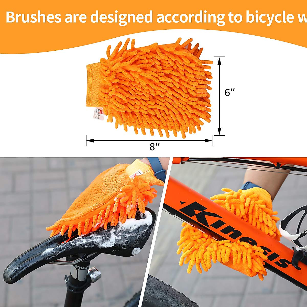 Anndason 8 Pieces Precision Bicycle Cleaning Brush Tool Including Bike Chain Scrubber, suitable for Mountain, Road, City, Hybrid,BMX Bike and Folding Bike