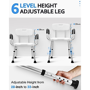 Sangohe Shower Chair for Inside Shower - Heavy Duty Shower Seat with Armrest and Back - Shower Chair for Elderly Adults - Shower Seats for Elderly - Shower Chair for Bathtub, 796B