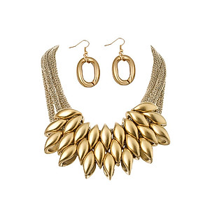 Fstrend African Choker Collar Bib Chunky Necklaces Tribal Statement Costumes Jewelry Accessories for Women and Girls (Gold)