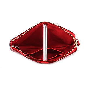 Coach Crossgrain Leather Corner Zip Wristlet True Red
