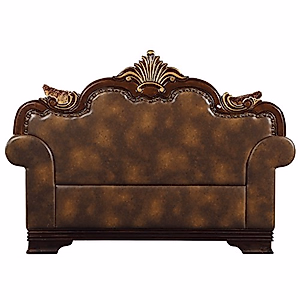 Homelegance Croydon Traditional Two-Tone Love Seat, 65"W, Brown PU Leather