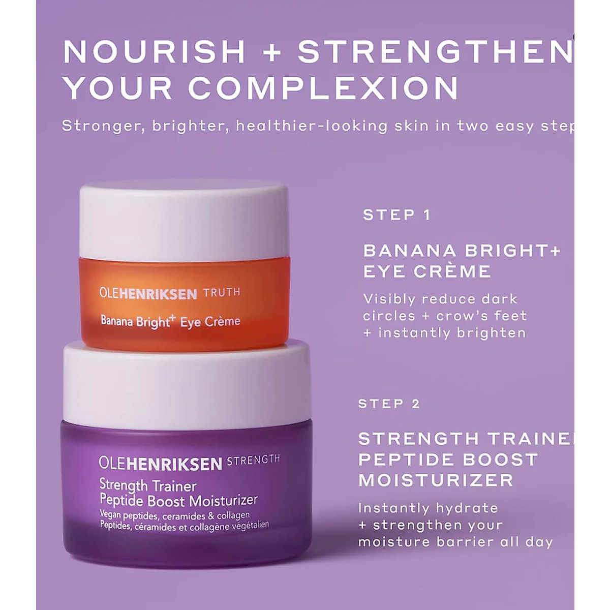 Olehenriksen Hunt for Hydration Mini Moisturizer & Eye Cream Duo Holiday Gift Set:: Banana Bright+ Eye Crème and Strength Trainer Peptide Boost Moisturizer