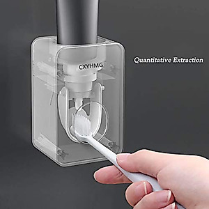 CXYHMG Toothpaste Dispenser, 2 PCS Automatic Toothpaste Squeezer Dispenser for Kids & Family Shower, is Wall Mount Bathroom Accessories with Super Sticky Suction Pad. (Black-Grey)