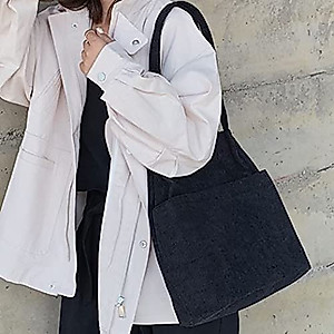 Women Corduroy Totes Bag Casual Bucket Shoulder Handbags Hobo Bags Big Capacity Shopping Bag