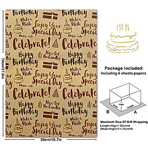 Kraft All Occasion Gift Wrapping Paper Birthday Gift Wrap 6 Sheets For Men Women Boys Girls Kids | Dark Pupple Brown Blue | For Birthdays Fathers Day Halloween Weddings Showers Holidays Thanks Giving Christmas Gifts