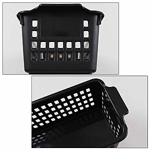 Bringer 6-Pack Slim Plastic Storage Baskets, Black Plastic Rectangle Storage Baskets