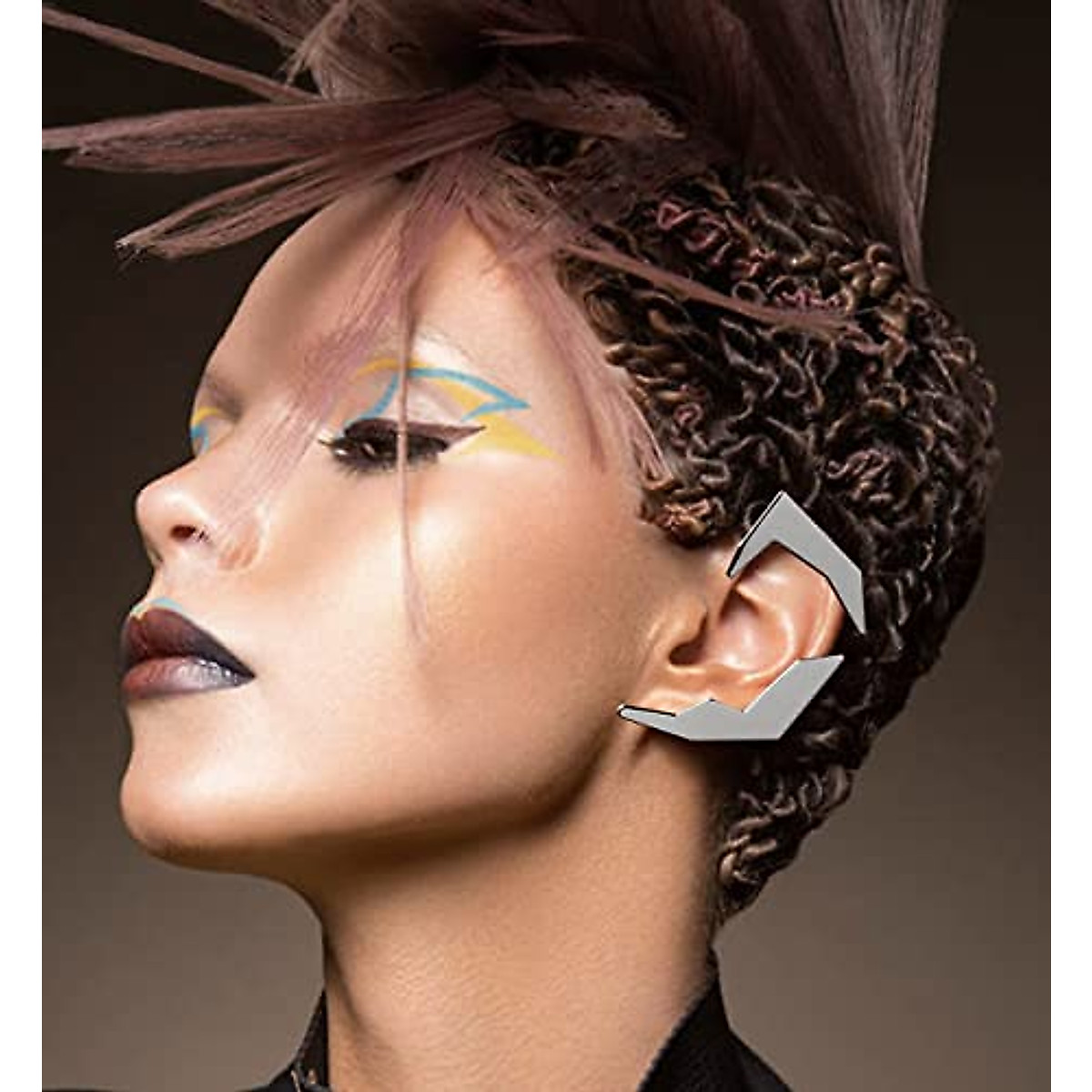 L'VOW Cyber Punk Non-Piercing Cuff Earrings Wrap Unisex Around Earring On Cartilage Clip Jewelry Accessories Cyborg(Style2-Silver)