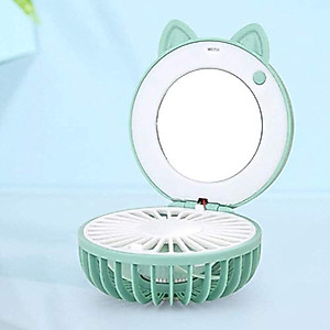 HOUKAI USB Charging Fan Electric silent Makeup Mirror USB Charging Fan Mini Fan Folding Fan for Home (Color : E)