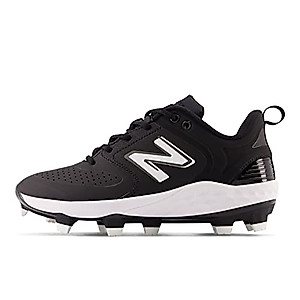 New Balance Women's Fresh Foam Velo V3 Molded Softball Shoe, Black/White, 7 Wide