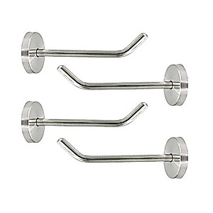 NELXULAS Brushed Stainless Steel Single Heavy Duty Long Nose Wall Mount Hook, Fit for Kitchen,Bedroom,Living Room, Bathroom,Closets,Set of 4 in Pack (4)