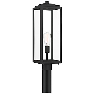 John Timberland Titan Modern Outdoor Post Light Fixture Mystic Black 21 3/4" Clear Glass Panel for Exterior Barn Deck House Porch Yard Patio Outside Garage Front Door Garden Home Roof Lawn