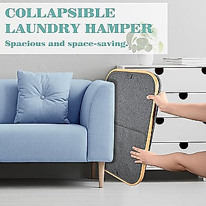 Double Laundry Hamper with Lid, Hampers for Laundry 2 Compartment Divided Laundry Hamper with 2 Removable Bags, Laundry Basket 2 Section Foldable Clothes Basket with Handles,130L