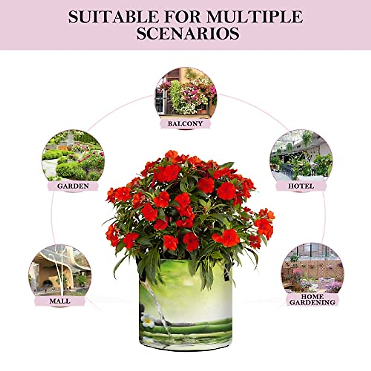 xigua 5 Gallon Plant Grow Bags with Strap Handles,Heavy Duty Thickened Nonwoven Aeration Fabric Pots Durable Container for Garden, Bamboo Stalks Candle and Basalt Stones