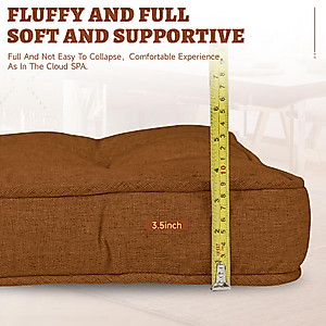 Focuprodu Chair Cushions. 18x18 Inch Thick Soft Chenille Fabric for Patio Chair Cushion. Double-sided Use with Ties for Office/Dining Room/Window (Brown)