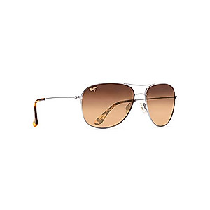 Maui Jim Men's and Women's Cliff House Polarized Aviator Sunglasses, Gold/HCL® Bronze, Medium