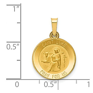 Lex & Lu 14k Yellow Gold Polished and Satin St. Luke Medal Pendant LAL89134