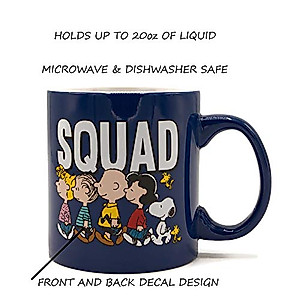 Silver Buffalo Peanuts Squad Sally, Linus, Charlie, Lucy, Snoopy and Woodstock Ceramic Coffee Mug, 20 Ounces