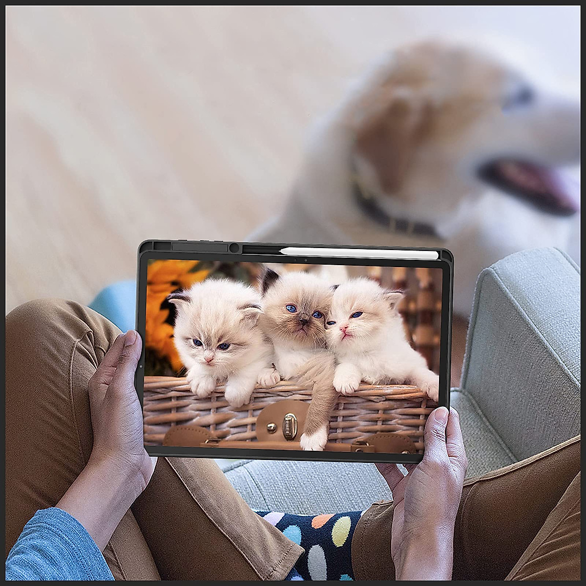 Fintie Hybrid Slim Case for Samsung Galaxy Tab S8 Plus 2022/S7 FE 2021/S7 Plus 2020 12.4 Inch with S Pen Holder, Shockproof Cover with Clear Transparent Back Shell, Auto Wake/Sleep, Black