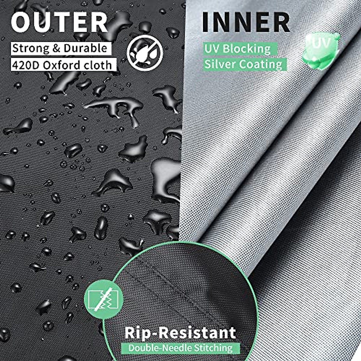 Patio Furniture Covers Waterproof, 83 x 51 x 29 inch Furniture Set Cover Outdoor,Patio Table Cover, RESUNSY Durable Patio Seat Cover with 4 Windproof Buckles, Patio Cover Fits for 8-10 Seats