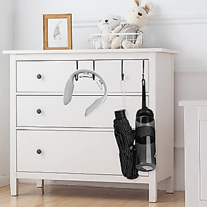 Tinfol 8 Pack Cabinet Door Hooks, Double S-Shaped Over Door Shower Hook, Stainless Steel Over Door Hook, for Kitchen, Bathroom, Closet, Cabinet Cupboard, Shower, Drawer, Wardrobe, Office (Black)