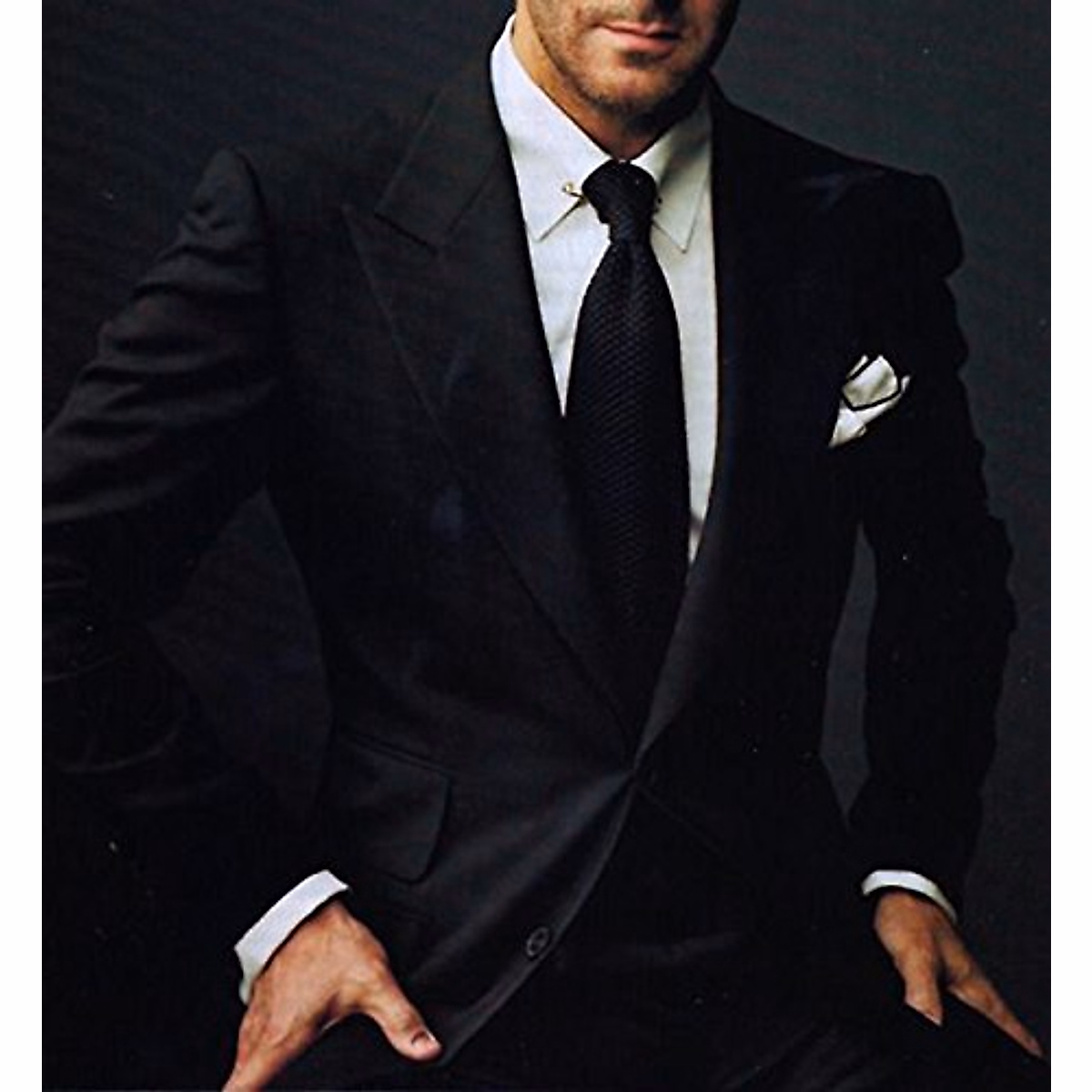 Flairs New York Gentleman's Essentials Weekend Casual White Pocket Square (White/Midnight Black)