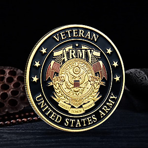 bestkai 2Pcs United States Army Veterans Military Challenge Coin Collection Army Gift Badge Commemorative Coins, Gold, 1.57inchX1.57inch