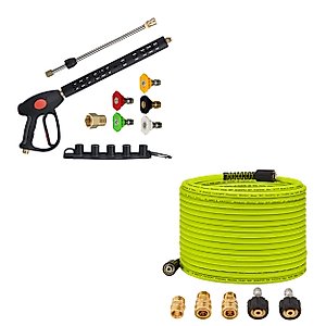 M MINGLE Replacement Pressure Washer Gun with Extension Wand Pressure Washer Hose 50 FT x 1/4" - Replacement Power Wash Hose