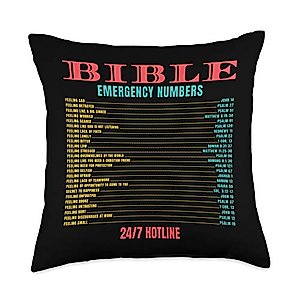 PNMerch Faith Bible Emergency Christian Gift Hotline Numbers Throw Pillow, 18x18, Multicolor