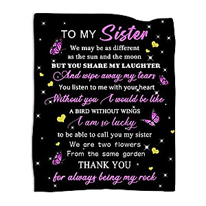 COTIMO Gifts for Sister Blanket Sister Blankets from Sister Throw Best Sister Gifts for Birthday Christmas Thanksgiving 50 "x60