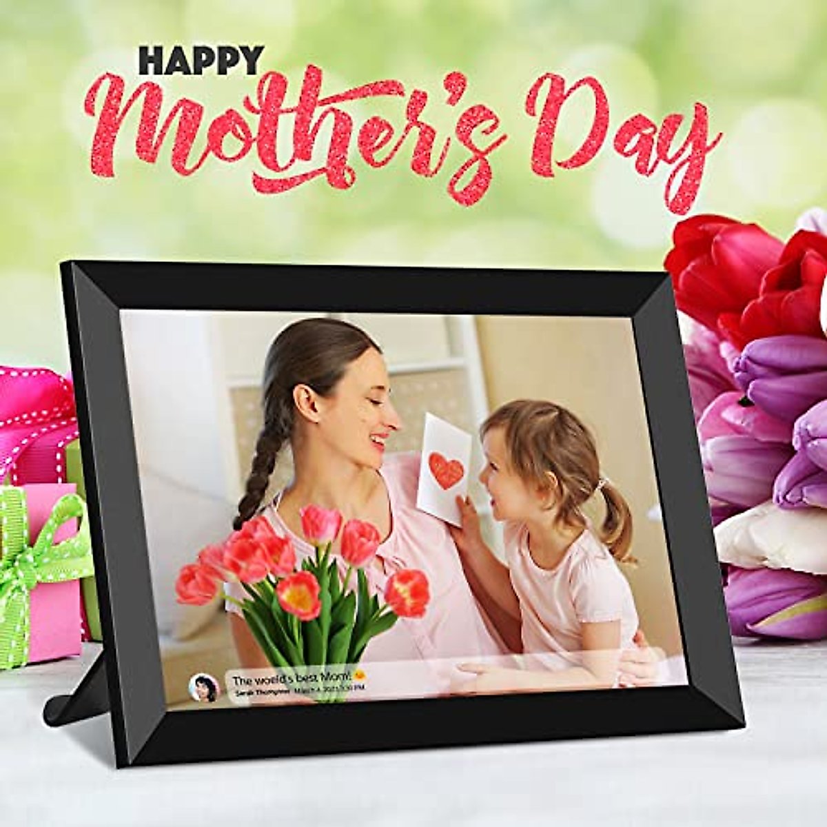 FRAMEO 10.1 inch WiFi Digital Picture Frame 1280x800 HD IPS Touch Screen Smart Cloud Photo Frame with 16GB Memory, Auto-Rotate, Wall Mountable, Easy Setup to Share Photos or Videos via Frameo