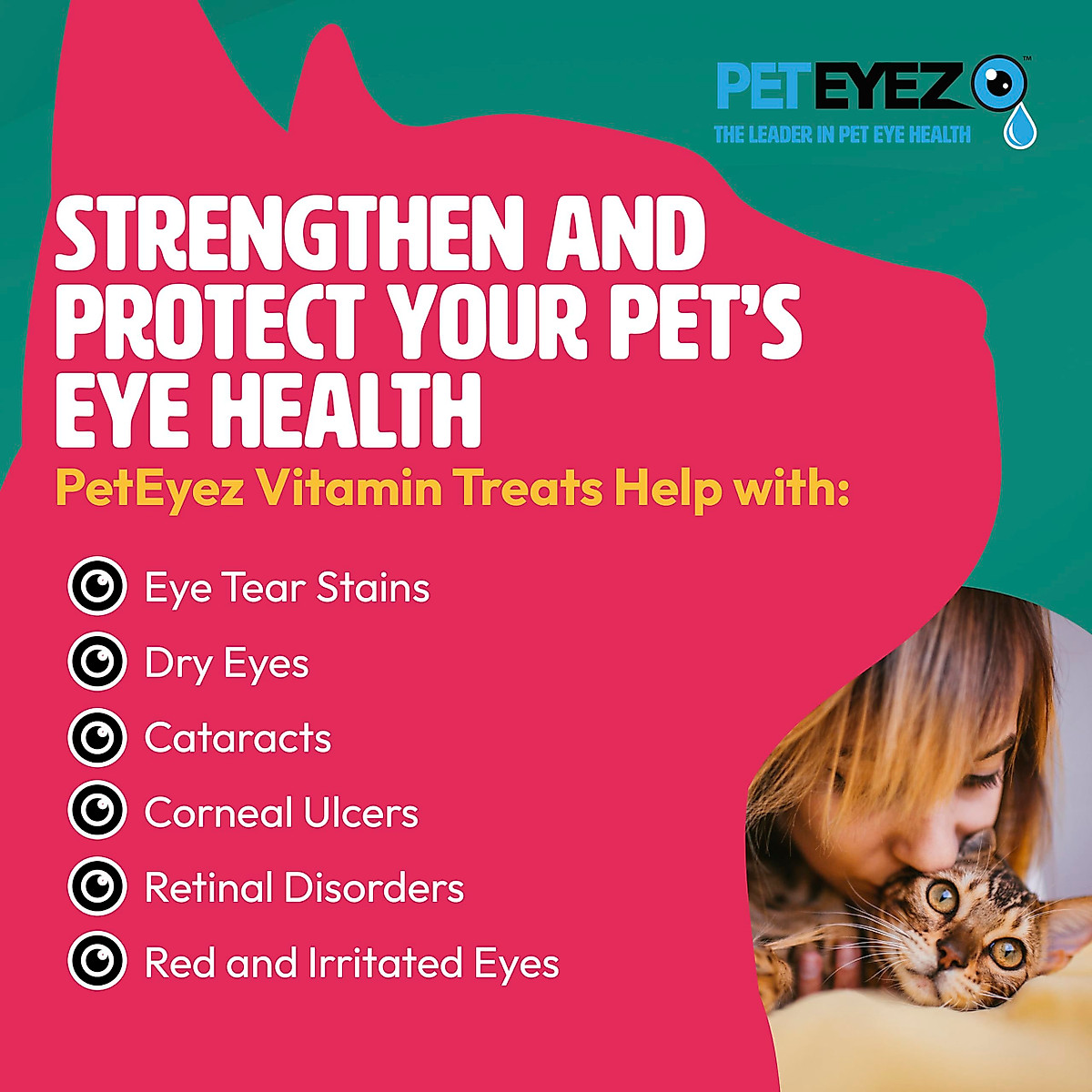 Pet Eyez Vitamin Treats for Cats - Tear Stain Remover - Eye Health Support - Reduces Itching & Allergies - Whitefish Flavor - 1oz