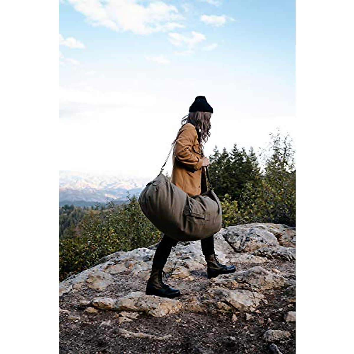 Stansport Zippered Canvas Deluxe Duffel Bag - O.D. Green (1232)