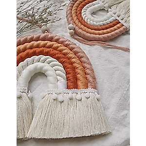 NIXX YU Macrame Rainbow Wall Hanging, Boho Rainbow Decor, Woven Rainbow Wall Decor for Girls Nursery Bedroom Playroom Baby Room Decor (Orange, 8" W x 8" H)