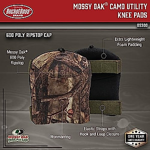 Bucket Boss Utility Camo Knee Pads in Mossy Oak Camo, 85300, Greens