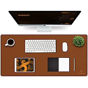 K KNODEL Leather Desk Mat, Large Office Desk Pad, Computer Desk Mat, Laptop Mat for Desk, Desk Protecor Mat, Desktop Mat, Desk Writing Pad, Desk Blotter Pad, Desk Cover Mat (35.4"x17", Brown)
