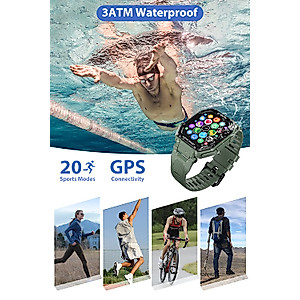 Smart Watch for Women Men Waterproof Fitness Tracker with Blood Pressure and Heart Rate Monitor for iOS Android Phones Digital Activity Tracker with 1.69'' Touch Screen for Running Swimming Green