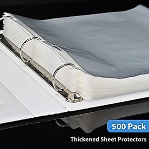 Sheet Protectors 500 Page,Page Protector 8.5" x 11" ，Upgraded Thick Material,for 3 Ring Binder, Top Loading Paper Protector with Reinforced Holes,Holds Multiple Sheets，Letter Size, …
